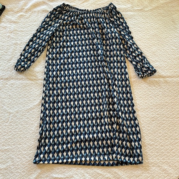 maggie breen | Dresses | Geometric Blue And White Dress ...